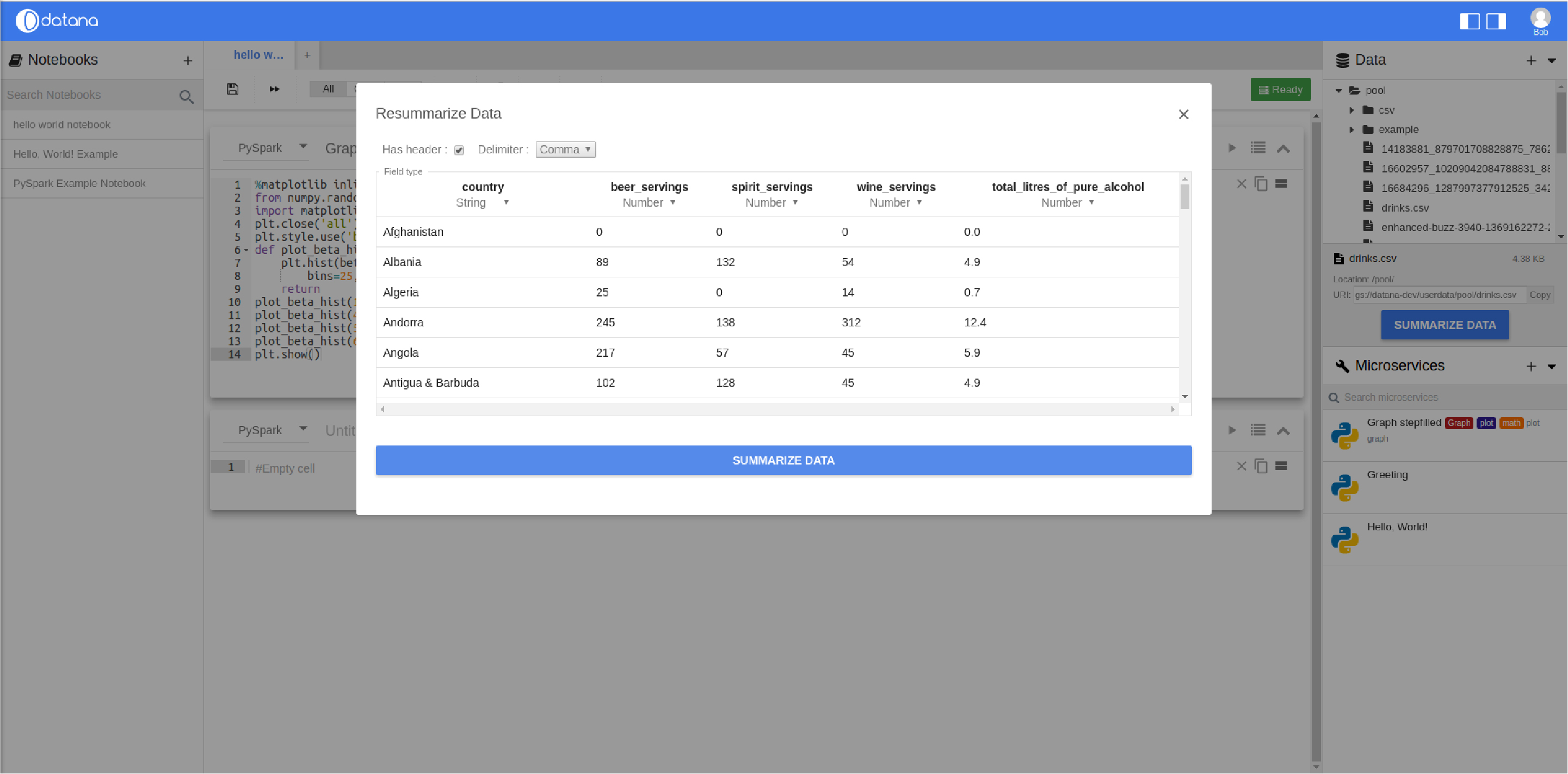 Datana | A flexible Big Data Analytics platform